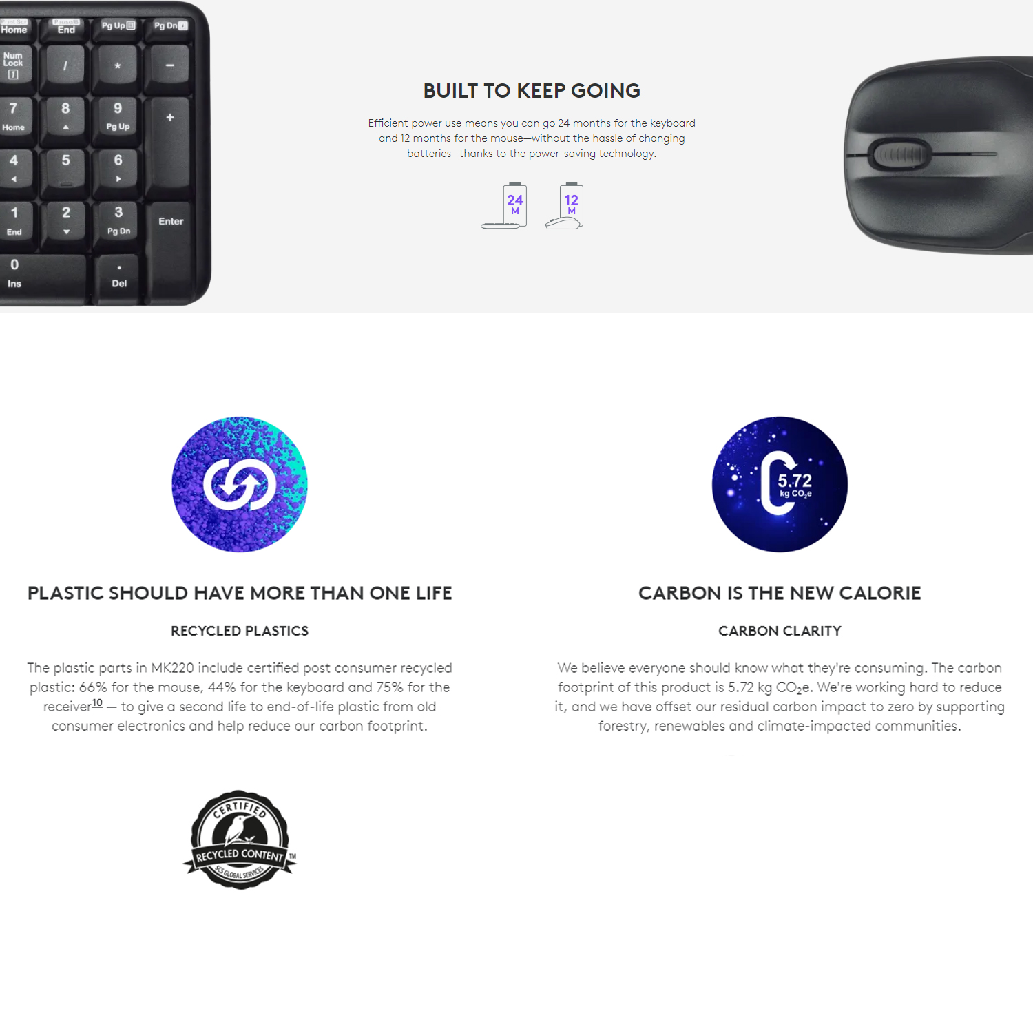 Logitech Mk220 Wireless Keyboard And Mouse Combo Space Saving Wireless Combo Compact Design