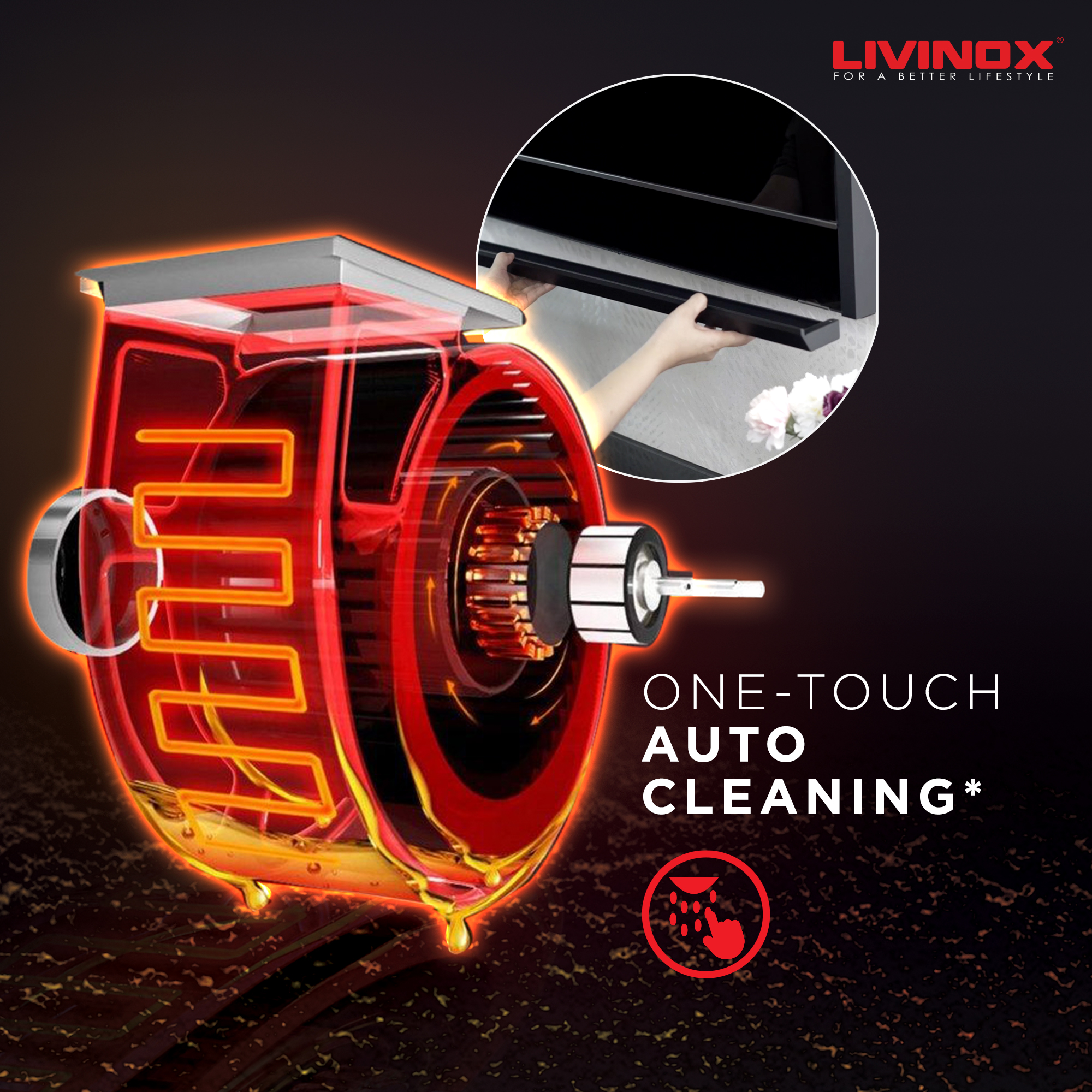 LIVINOX Slanted Chimney Hood Cooker Hood Self-clean With Heating ...