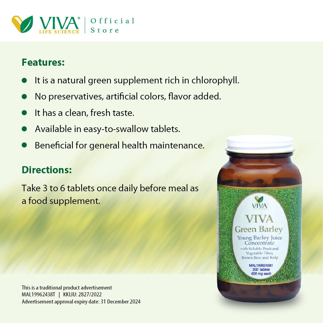 TWIN PACK - Viva Green Barley Tablets (600mg x 300 tablets x2) [Exp Mar ...