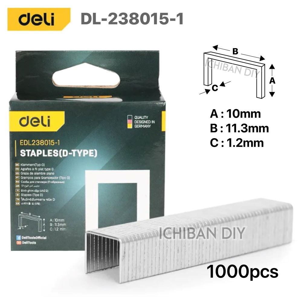 DELI Staple (D-Type) 8/10/12mm 1000pcs Big Stapler Gun Bullet Punch ...