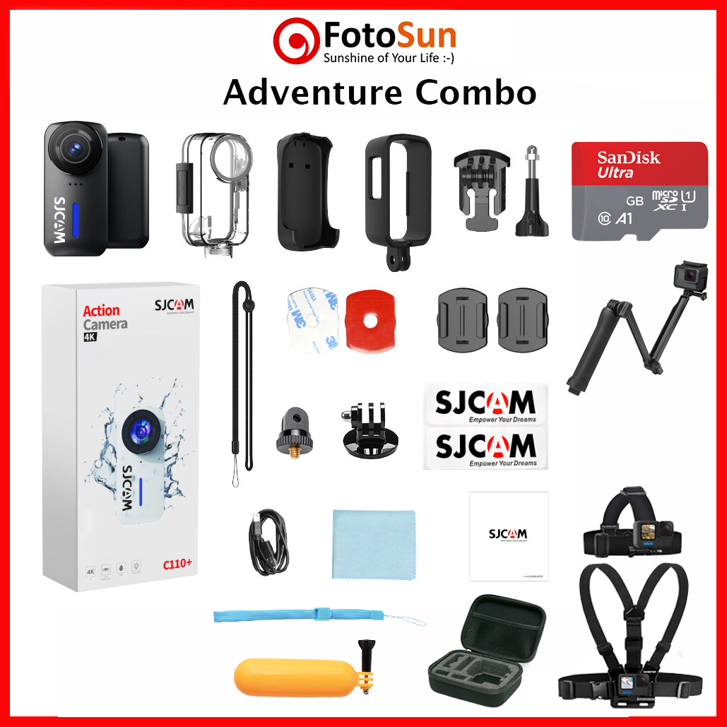 SJCAM C110 / C110+ pocket 4K action camera with Six gyro EIS bundle ...