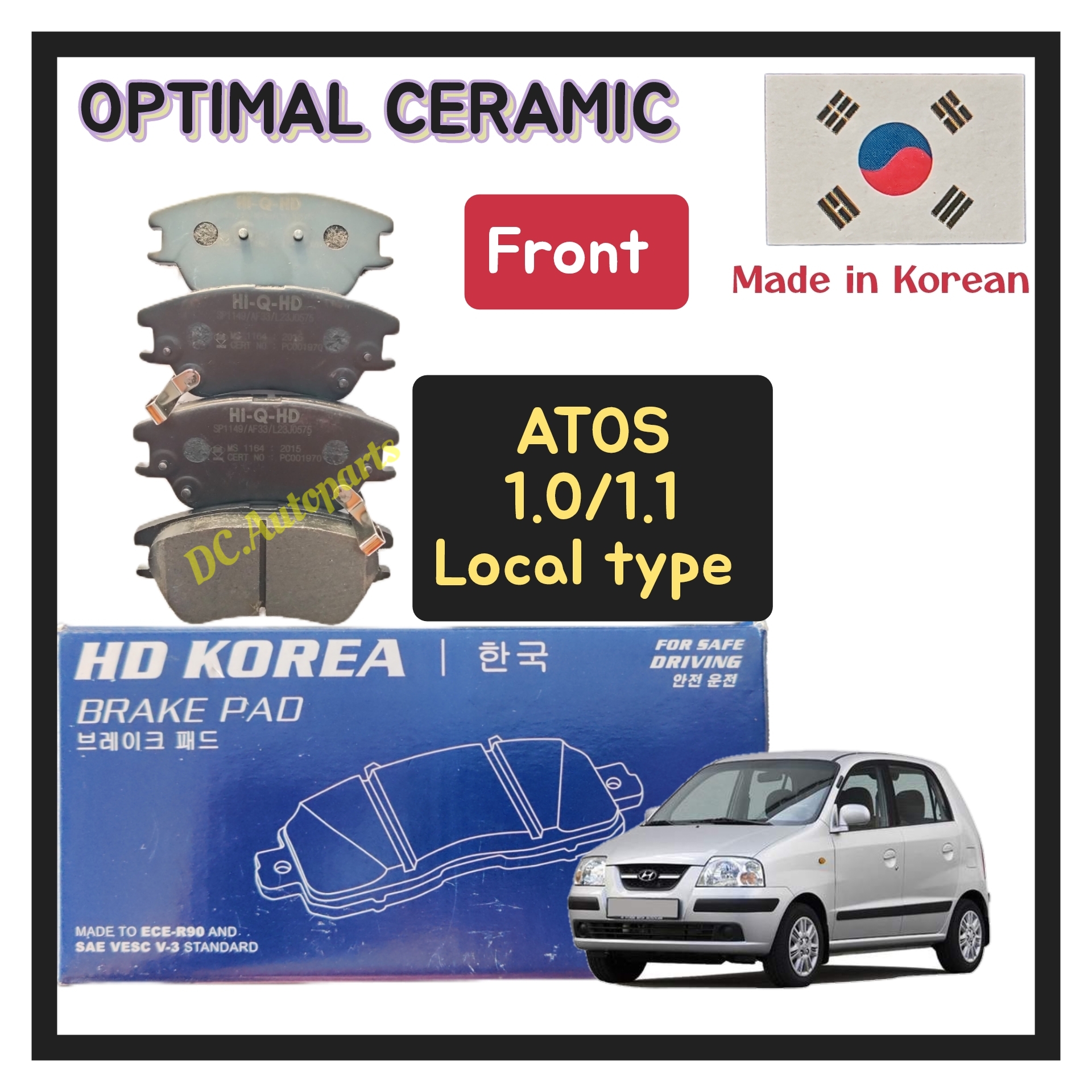 ( MADE IN KOREA ) HD KOREA BRAKE DISC PAD FRONT HYUNDAI INOKOM ATOS 1.0 ...