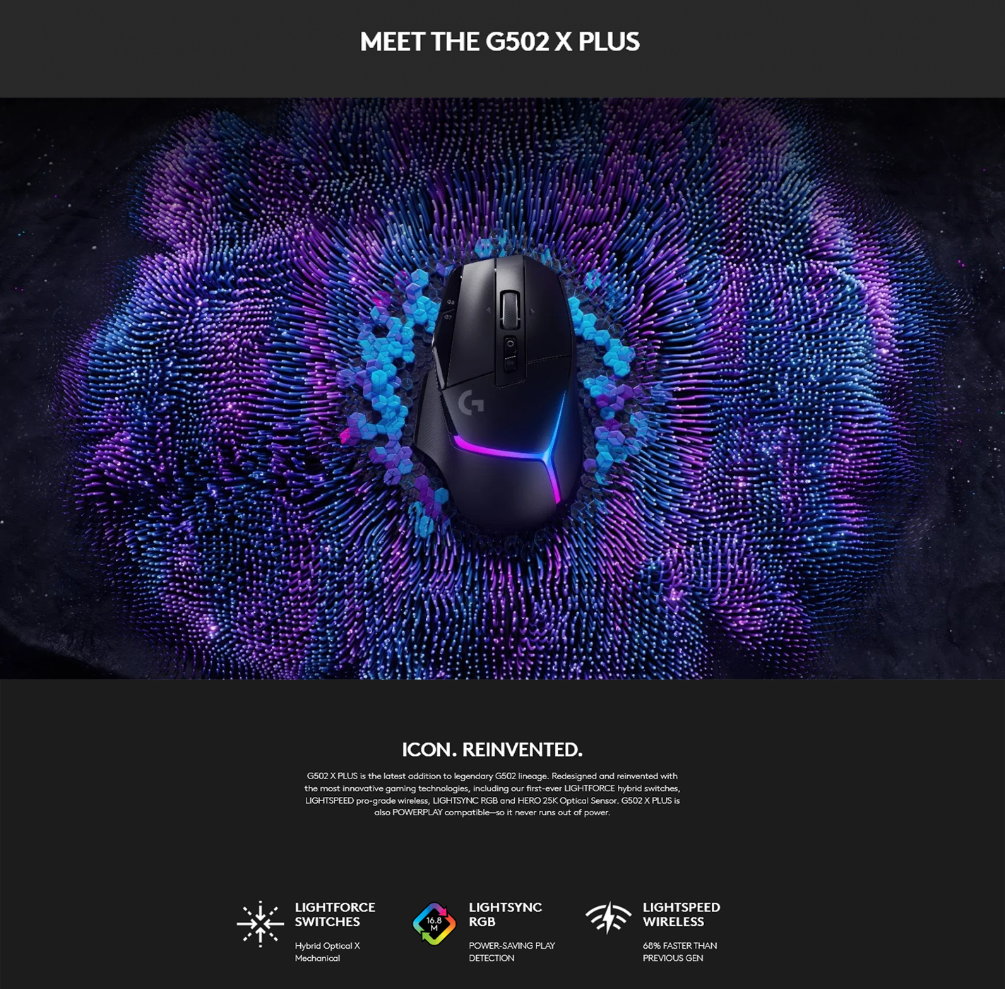 Logitech G502 X PLUS Wireless RGB Gaming Mouse | 25K DPI HERO Sensor | ORIGINAL Malaysia Set ...