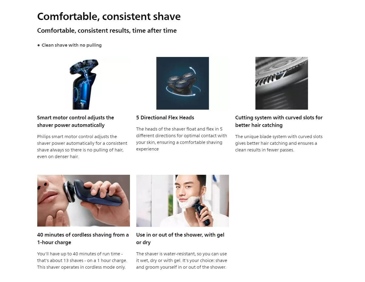 Philips S3608/10 Electric Shaver S3000 Series Unique Smart Power ...