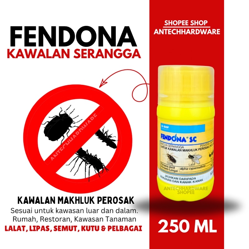 Fendona SC 250ML Insecticide Bed Bug Racun Serangga Semut Lipas Pepijat ...