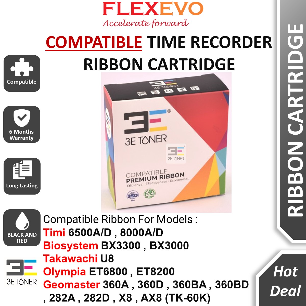 Compatible Punch Card Time Recorder Ribbon Cartridge Dual Color for ...