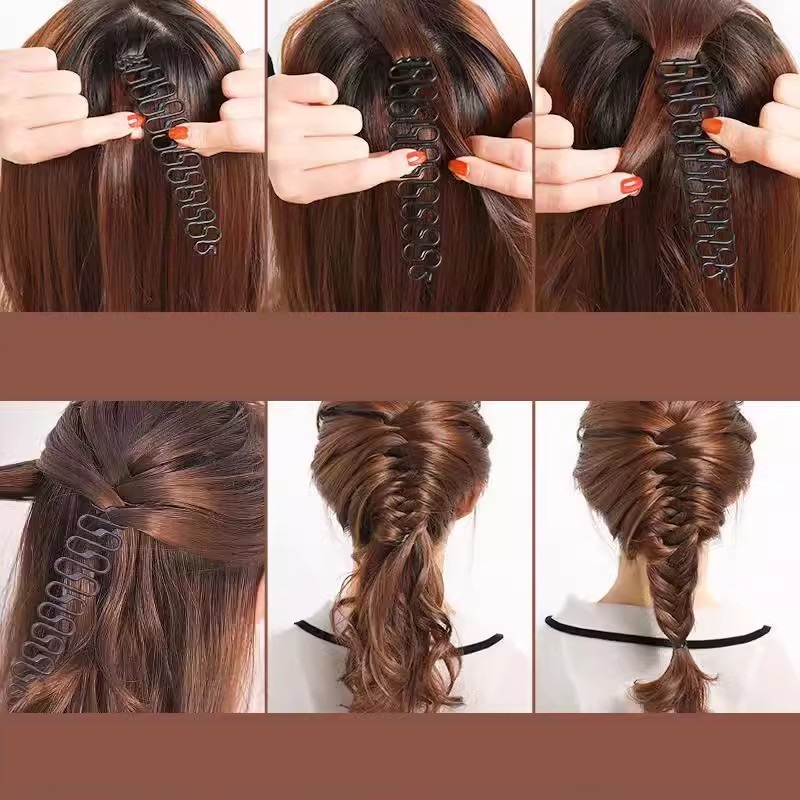 1pc French Hair Braid Maker Styling Clip PP Tool Black Bun Hair Braid ...