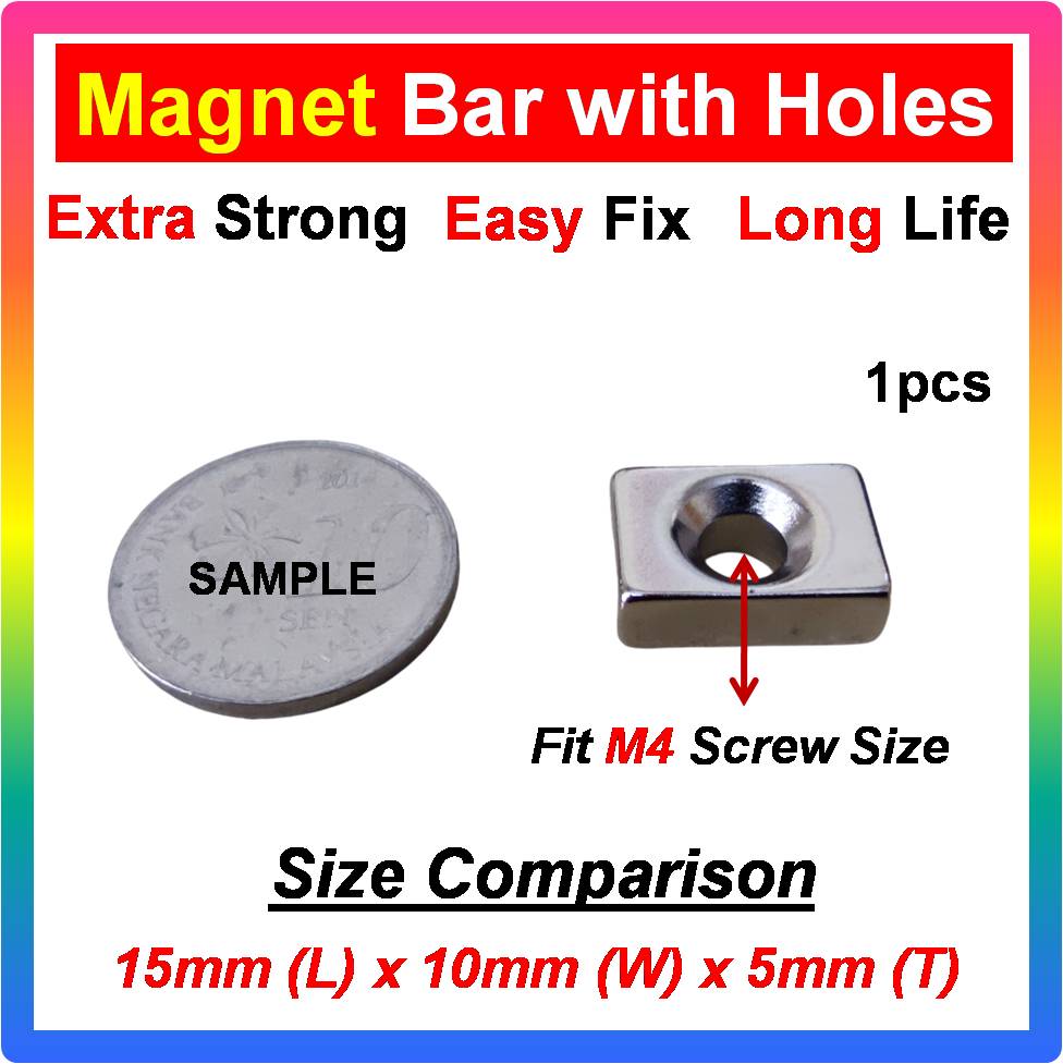 1pcs | Neodymium Magnetic Bar with Holes | Strong Rectangular Magnet ...