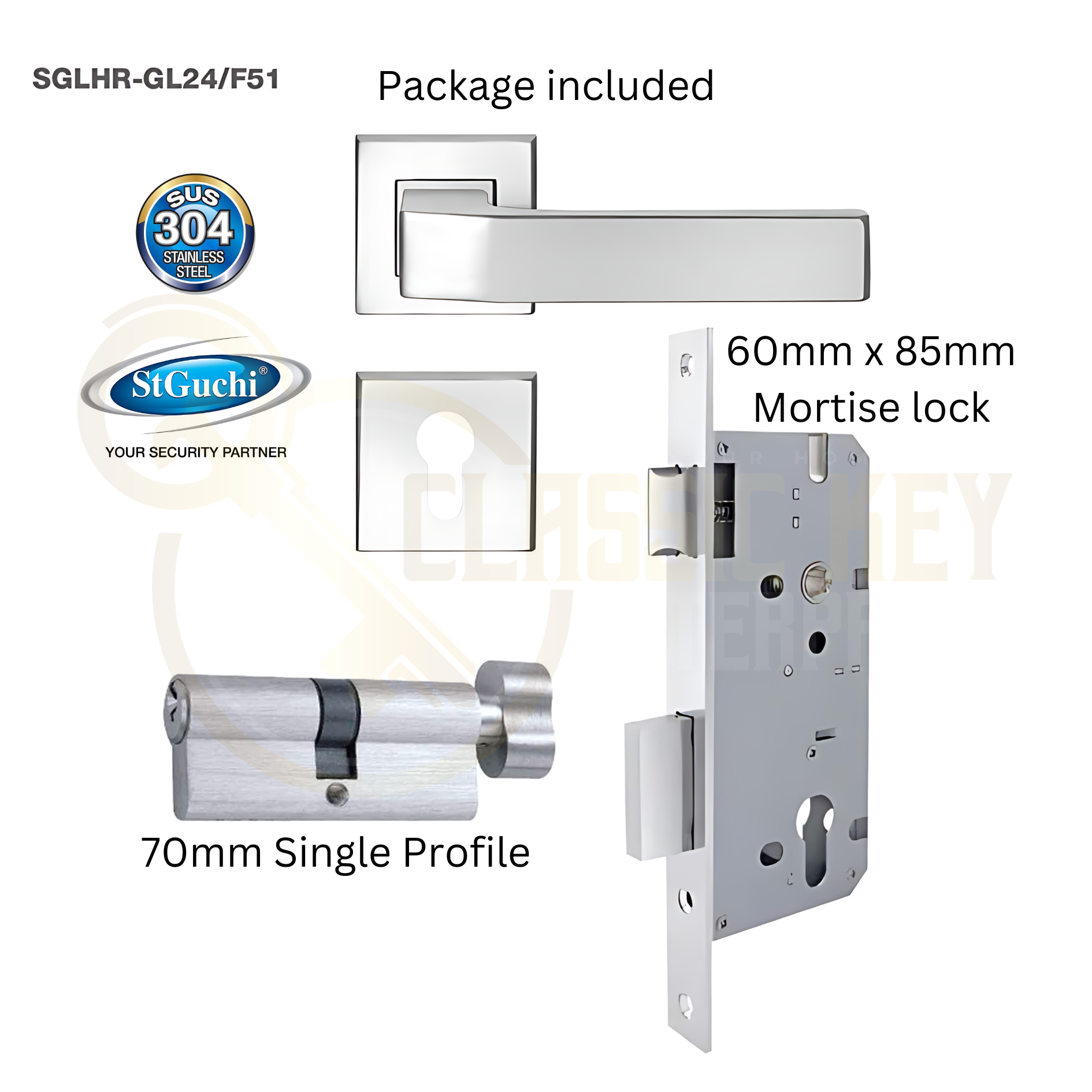 St Guchi Mortise Lever Handle Door Lock set SIRIM approved (SGLHR-GL24 ...