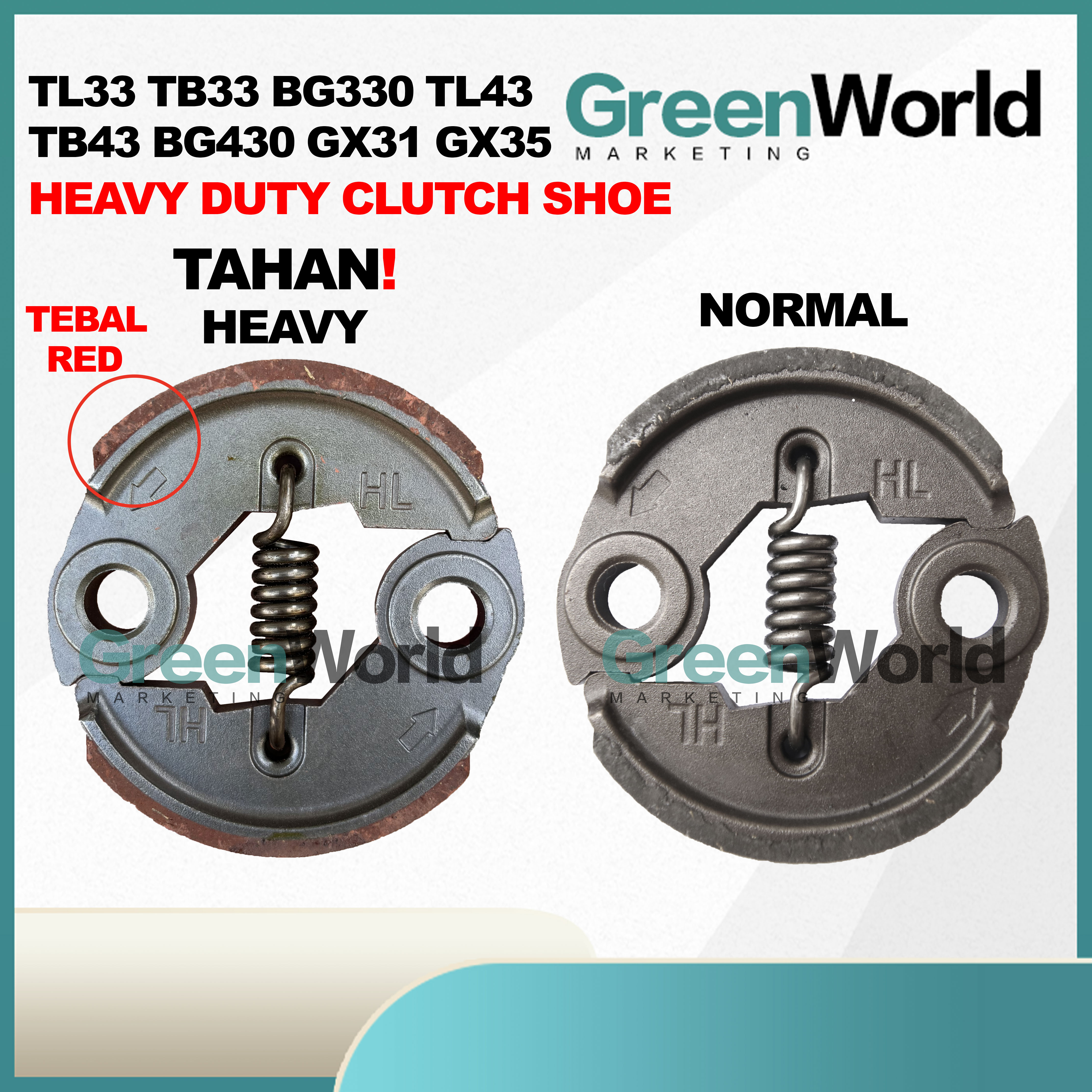 TL33 TL43 Heavy Clutch Mesin Rumput Brush Cutter Clutch Shoe Red TB33 BG330 TB43 BG430 GX31 GX35 ...