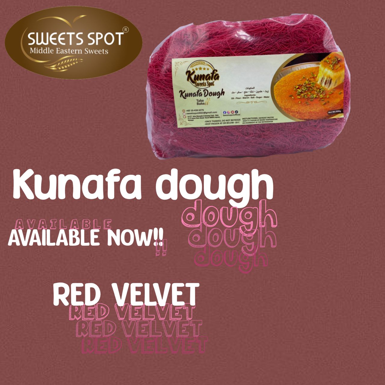 Red Velvet Fresh Kunafa Dough - Redvelvet Kunafa Dough - Red Kunafa ...