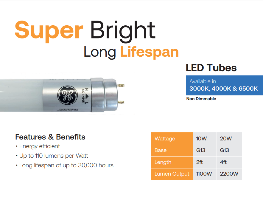 [25PCS] GE LED T8 TUBE 10W / 20W SINGLE ENDED SUPER BRIGHT & LONG ...