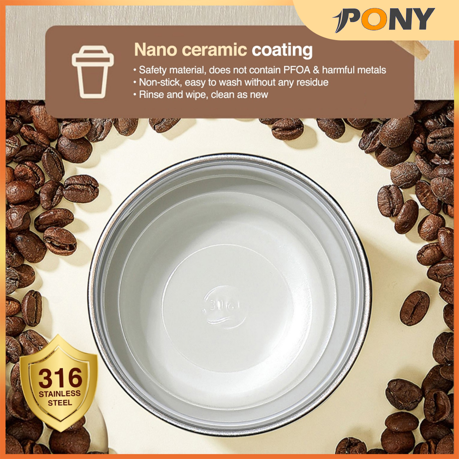 Pony Portable Thermos bottle Coffee Travel Mug 450ml Stainless Steel ...