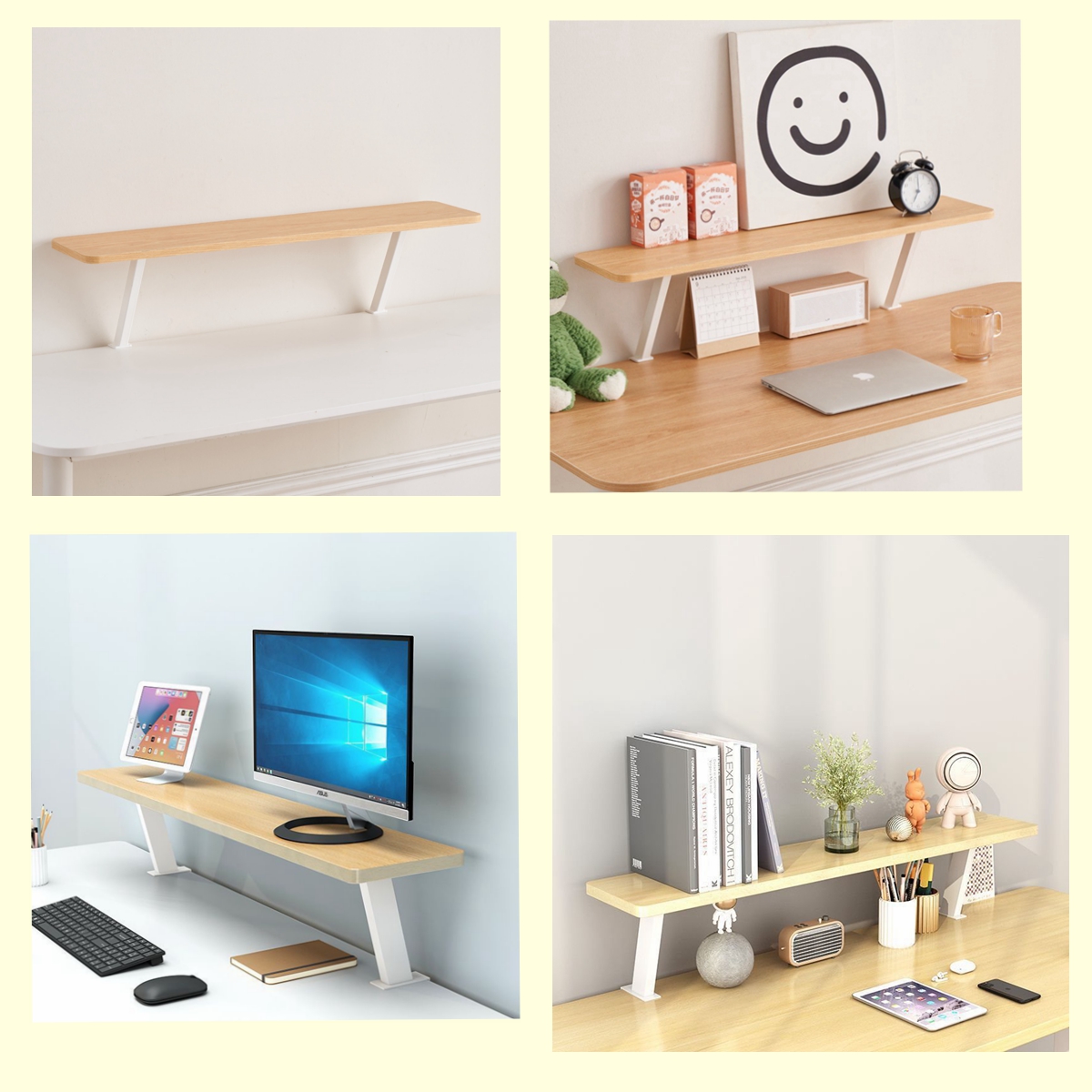 Floating Desktop Bookshelf Clamp On Monitor Riser Elevated Storage Rack ...