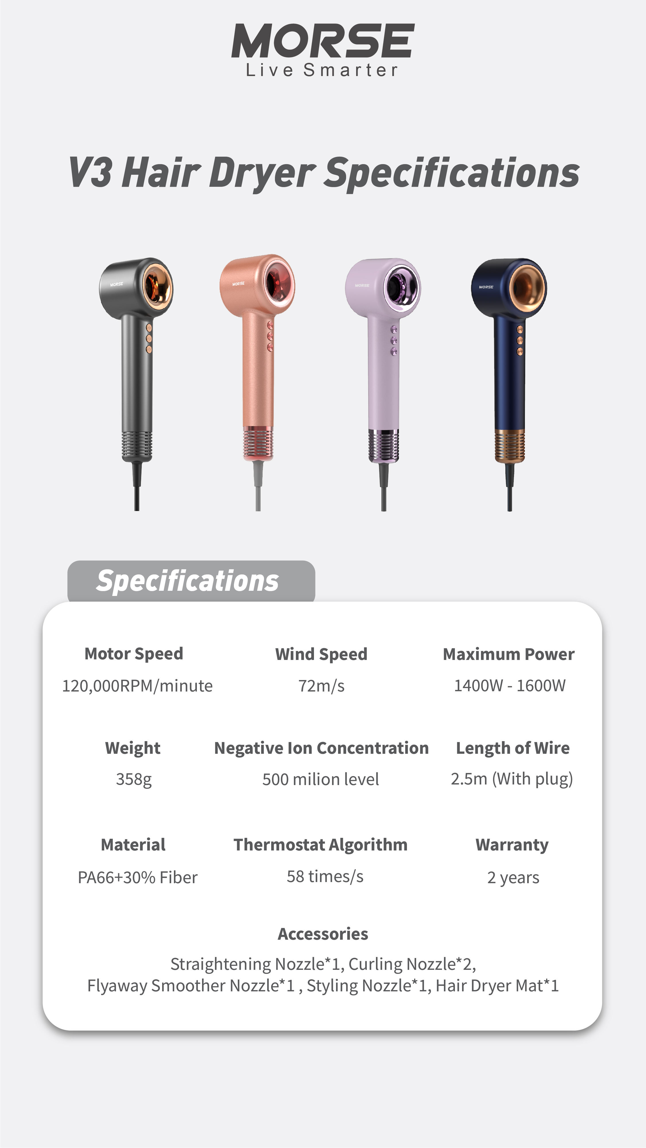 Pre-order 】Morse Hurricane V3 Hair Dryer Styling Exclusive Set (Lilac Purple) | Shopee Malaysia