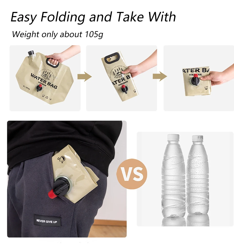 Outdoor Mini Folding Water Bag Camping 8L Big Capacity Portable ...