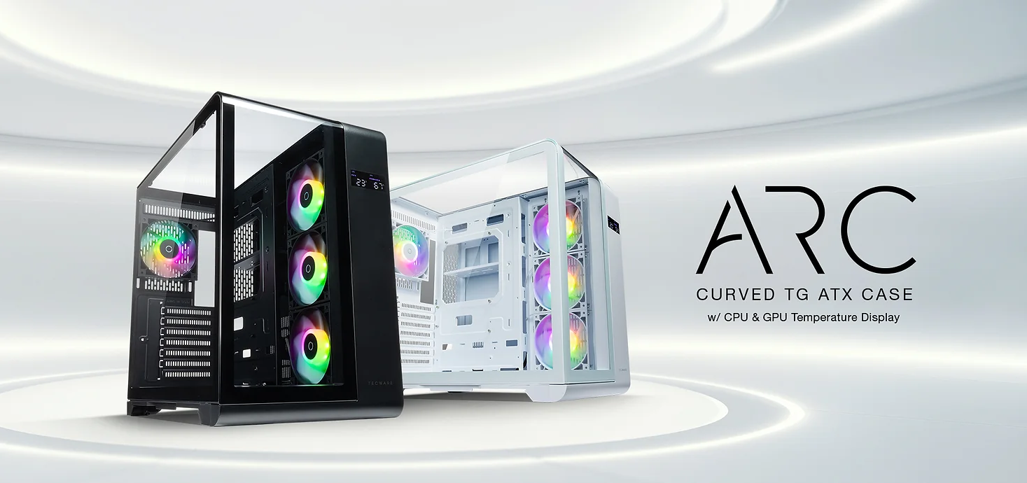 Tecware ARC ARGB Curved TG ATX PC Case - Black/White | Shopee Malaysia