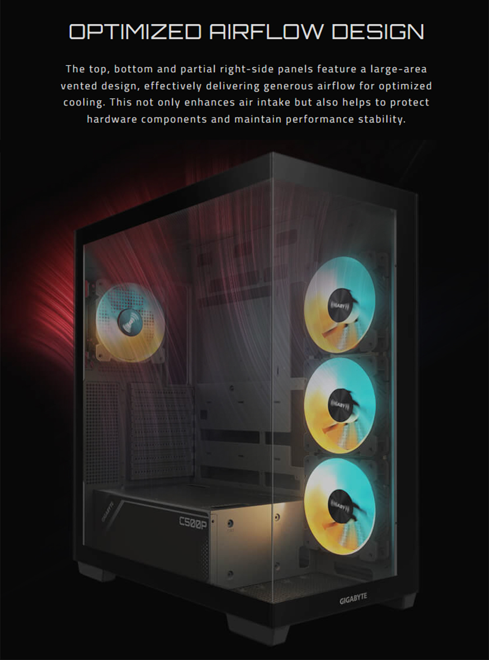 Gigabyte C500 Panaromic Stealth Tempered Glass Mid Tower PC Case RGB ...
