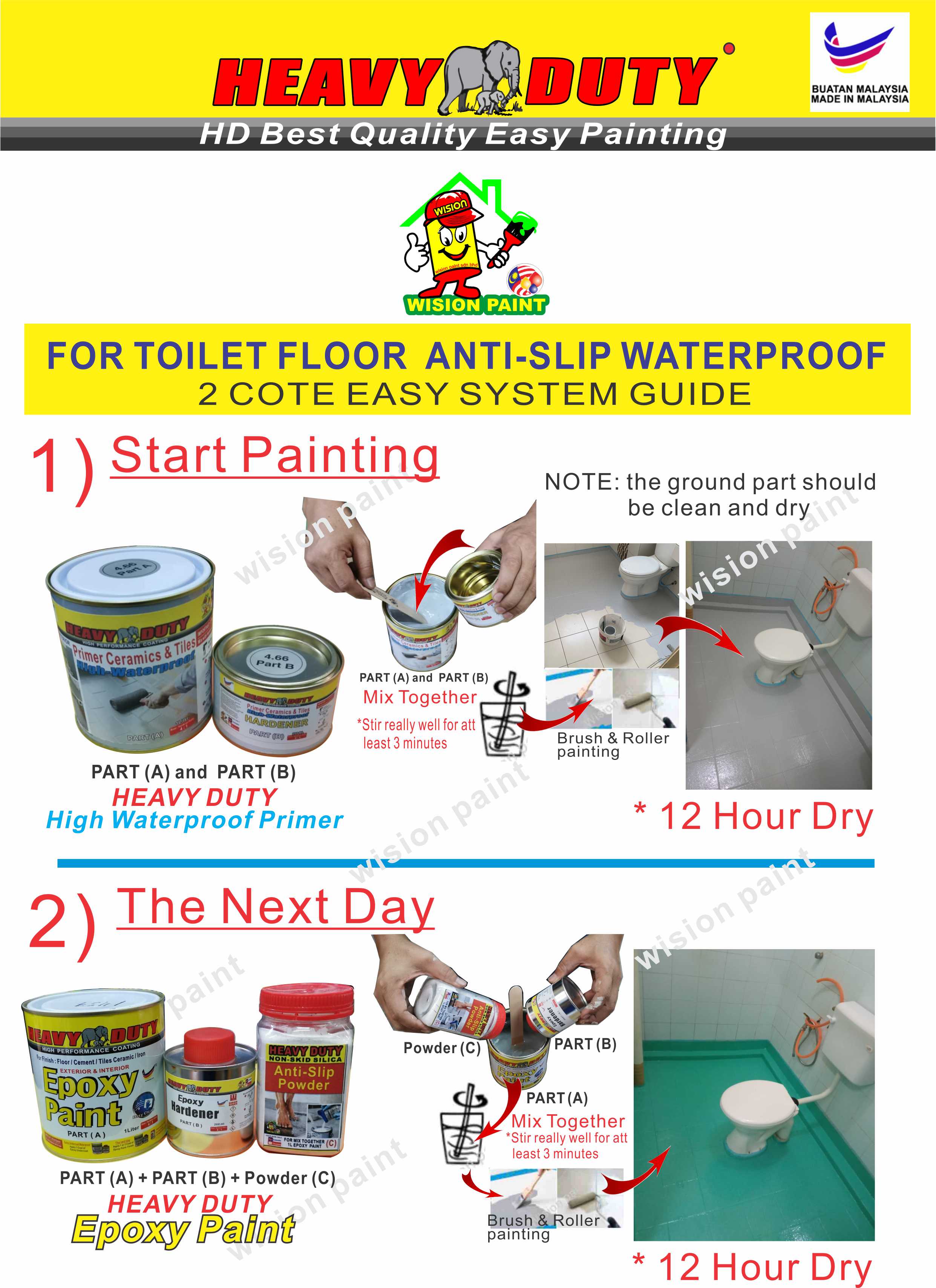 505 / / FULL SET Epoxy Floor Coating HEAVY DUTY ( FREE Tool Set + 1L ...