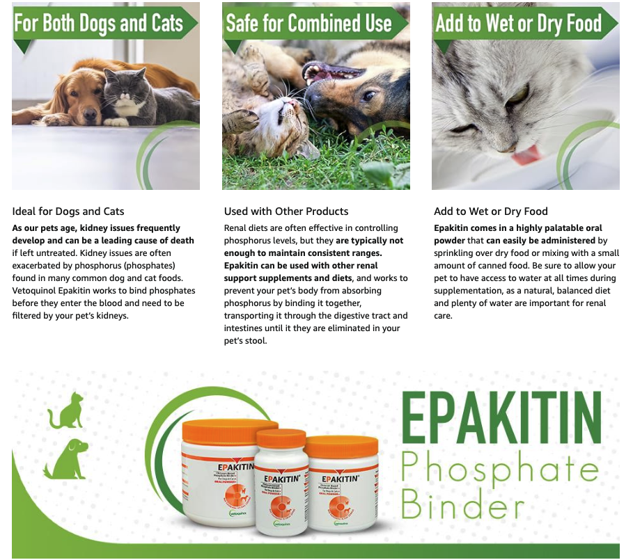 Vetoquinol Epakitin Chitosin-Based Phosphate Binder for Cats & Dogs ...