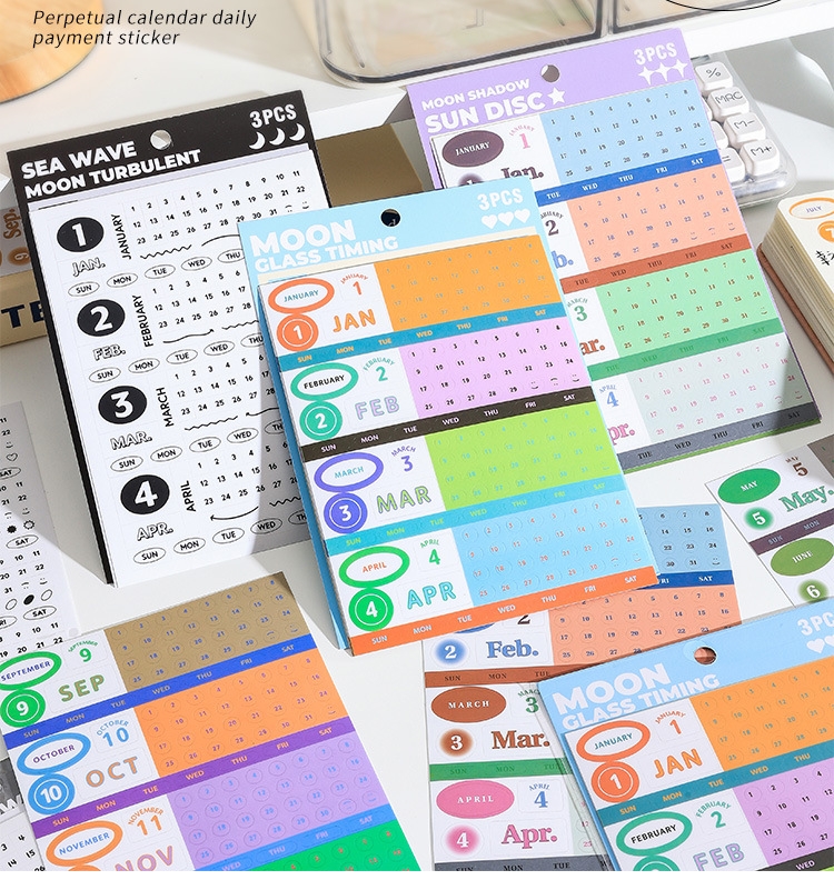 Creative Perpetual Calendar Waterproof Deco Stickers Daily Date Week ...