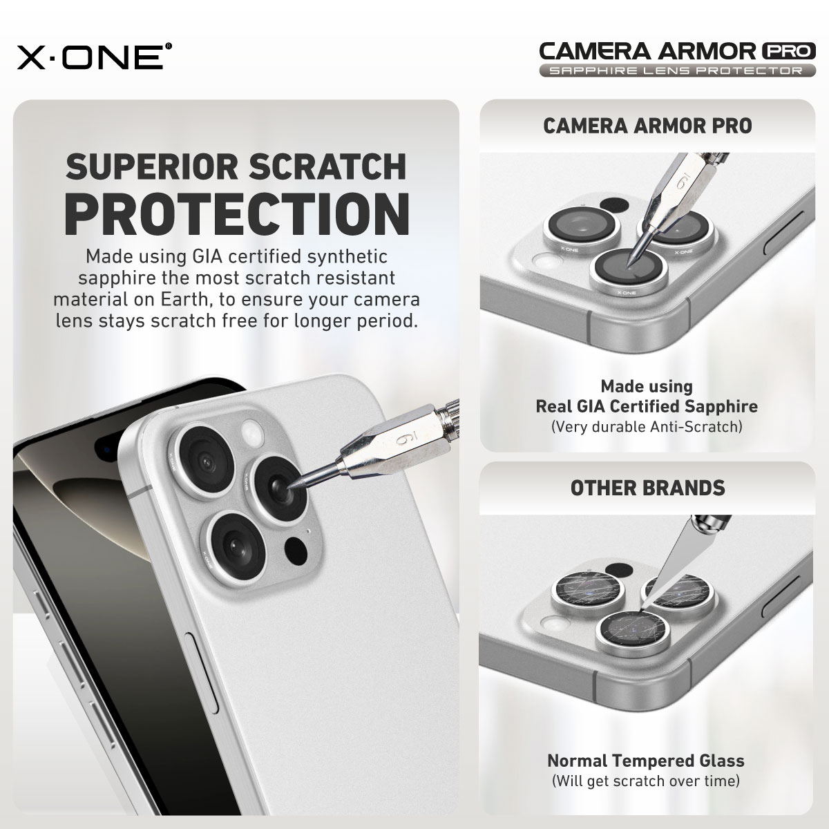 X.One Camera Armor PRO GIA Sapphire Lens Protector for iPhone 16,15,14,13 Pro Max | Shopee Malaysia
