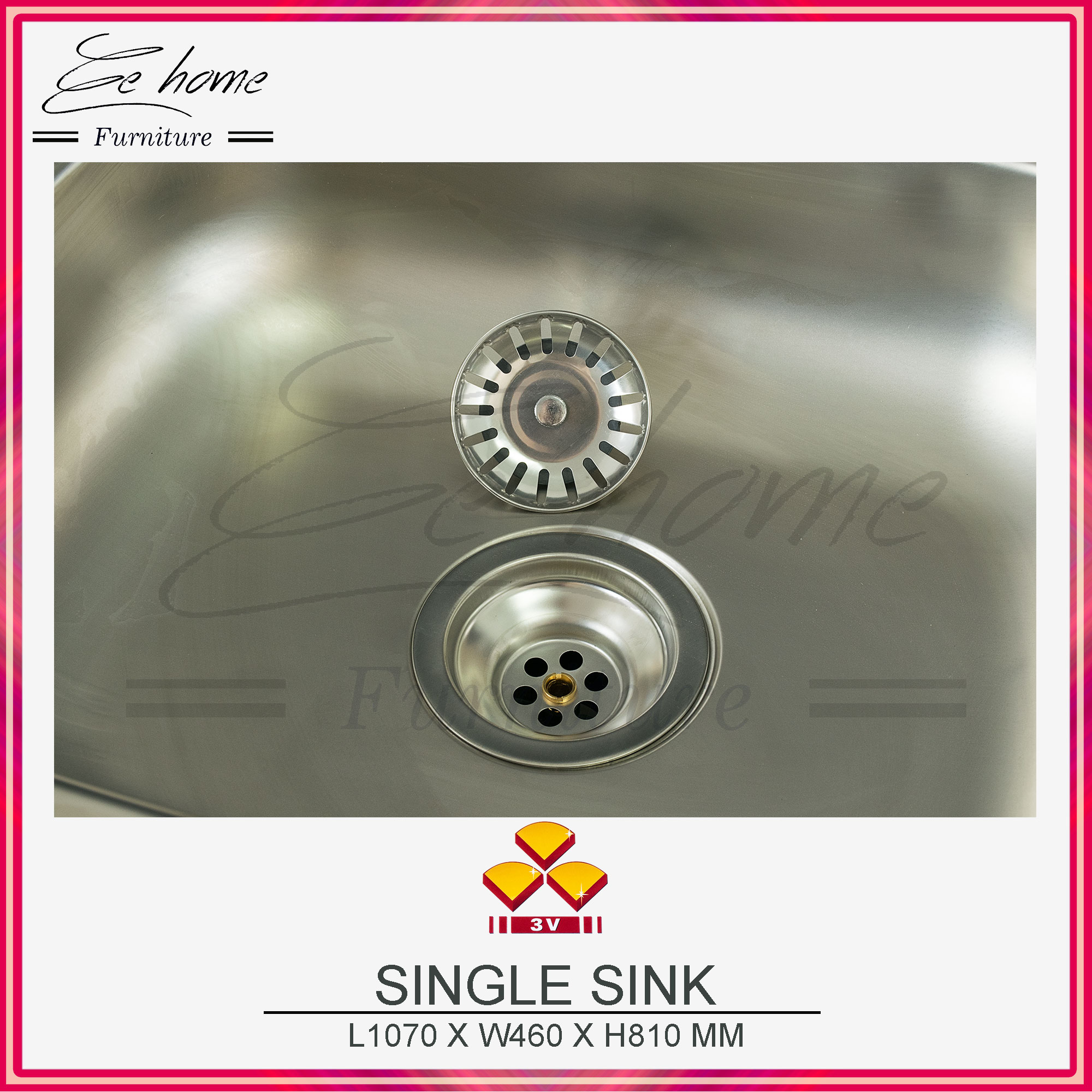 EE HOME Stainless Steel Sink With Storage Rack Kitchen Rack Sinki Dapur ...