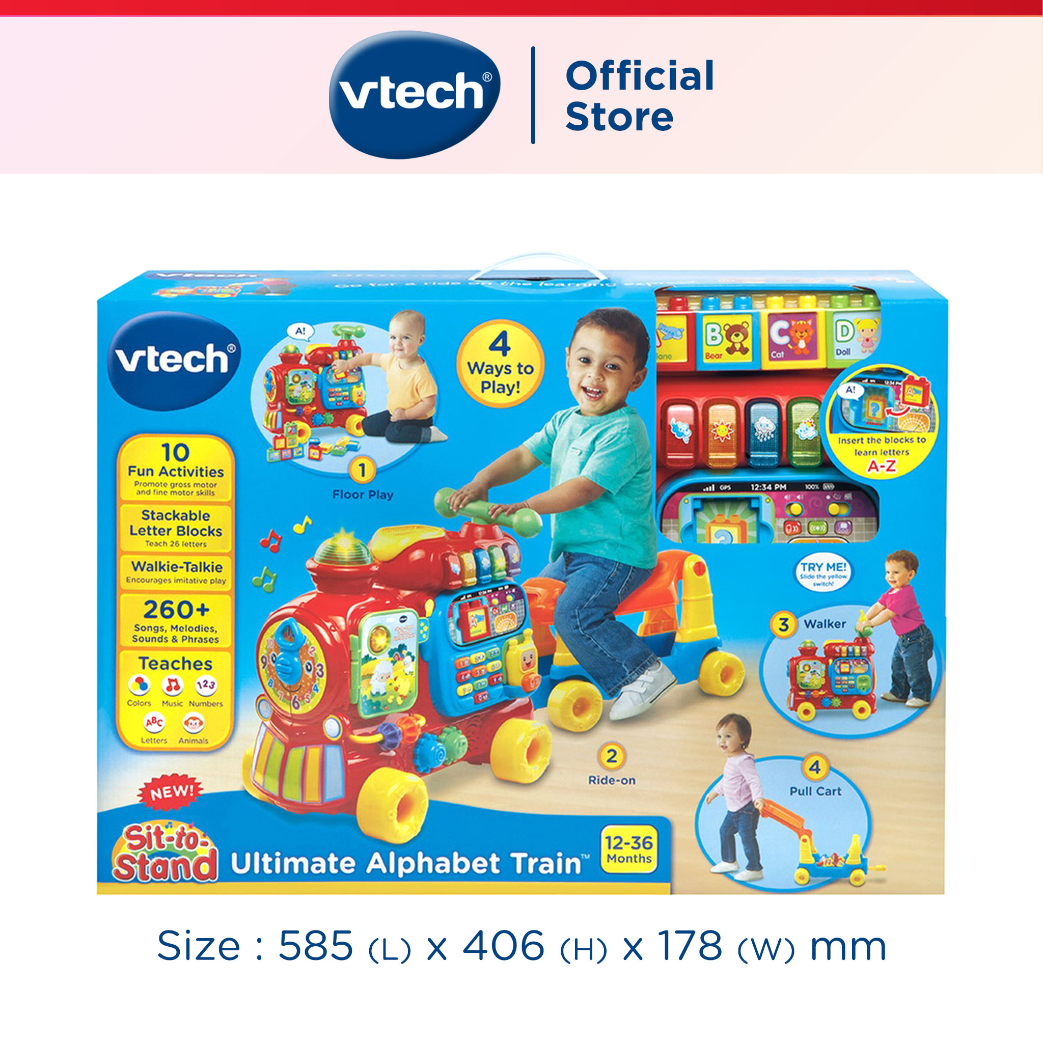 VTech 4 in 1 Ultimate Alphabet Train Ride-on Toys Learning kids toy 1 2 ...