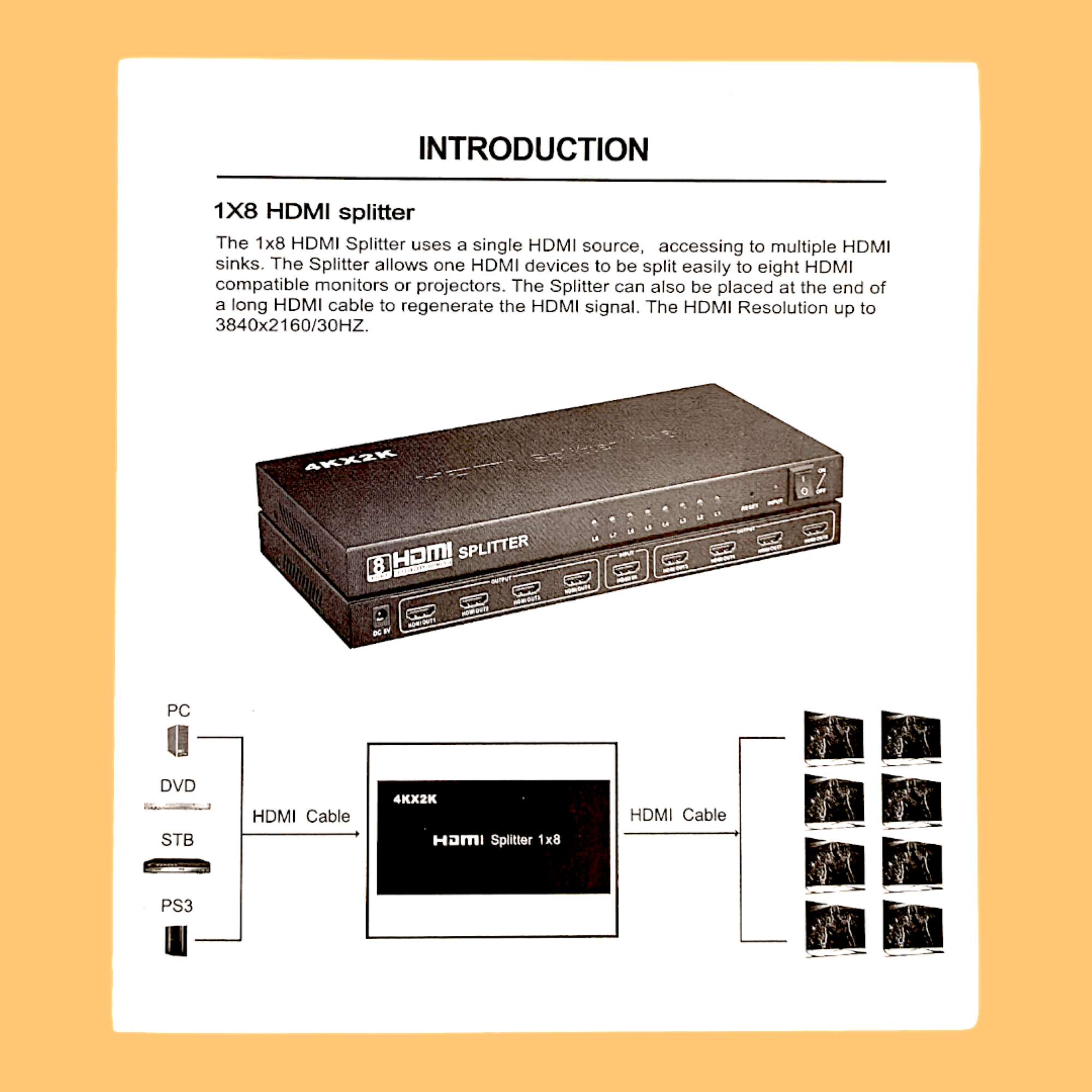 1 IN 8 OUT 4K 1X8 HDMI/HDTV SPLITTER AUDIO AND VIDEO | Shopee Malaysia