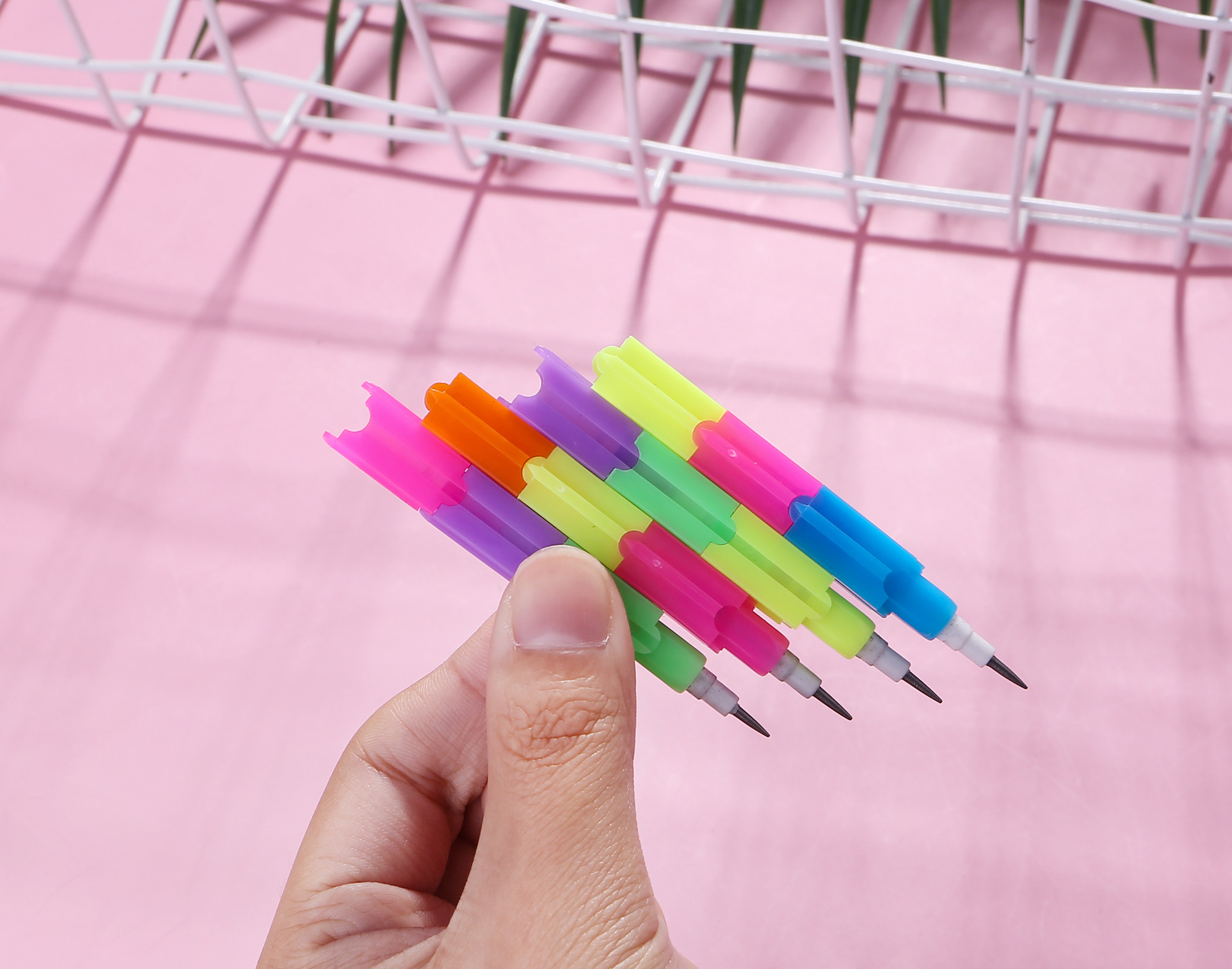 12pcs Stackable Plastic Pencils, Multipoint Non-Sharpening Stackable ...