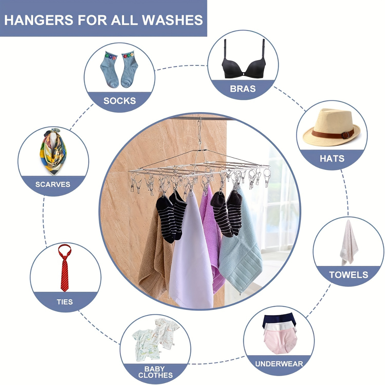 Tradlux Cloth Hanger Sock Hanger HAnger Clipper Stainless Steel 304 ...
