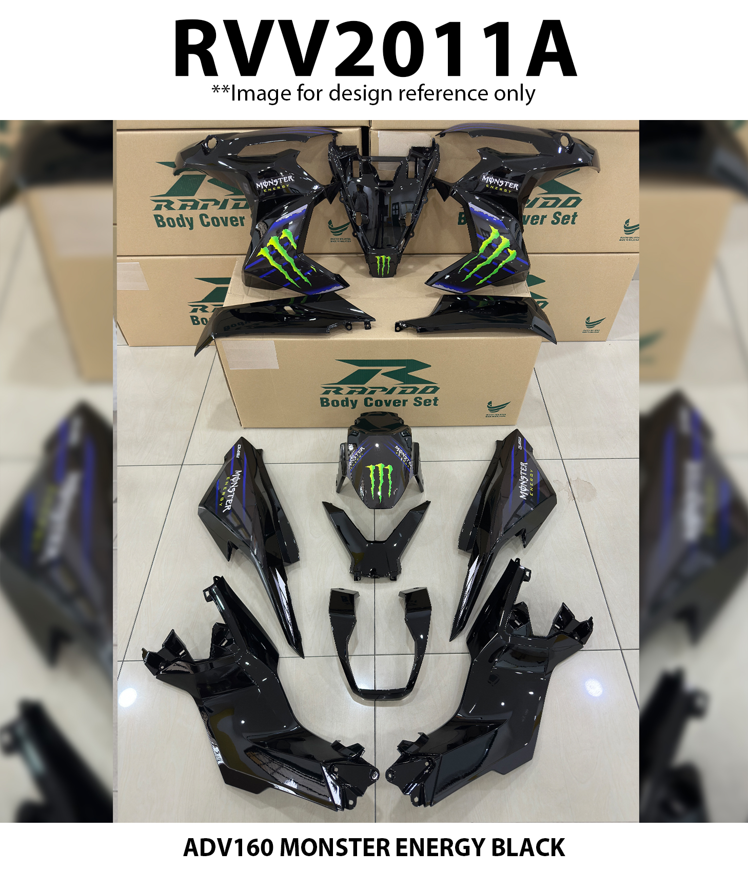 RAPIDO Cover Set HONDA Adv Adv160 Monster GP Black Body Cover Coverset ...