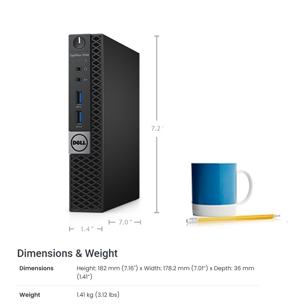 (Refurbished) Dell Optiplex 7040 D10U - Thin client Mini PC [ i3-6TH ...