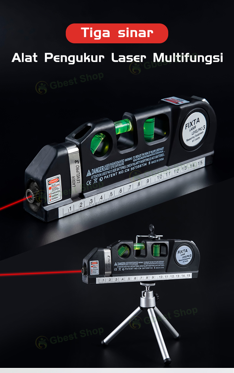 4in1 Infrared Laser Level Tripod Horizontal Vertical Cross laser ruler ...