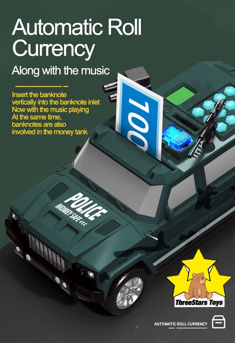 Police Car ATM Money Saving Box Tabung ATM Machine Password,Fingerprint ...