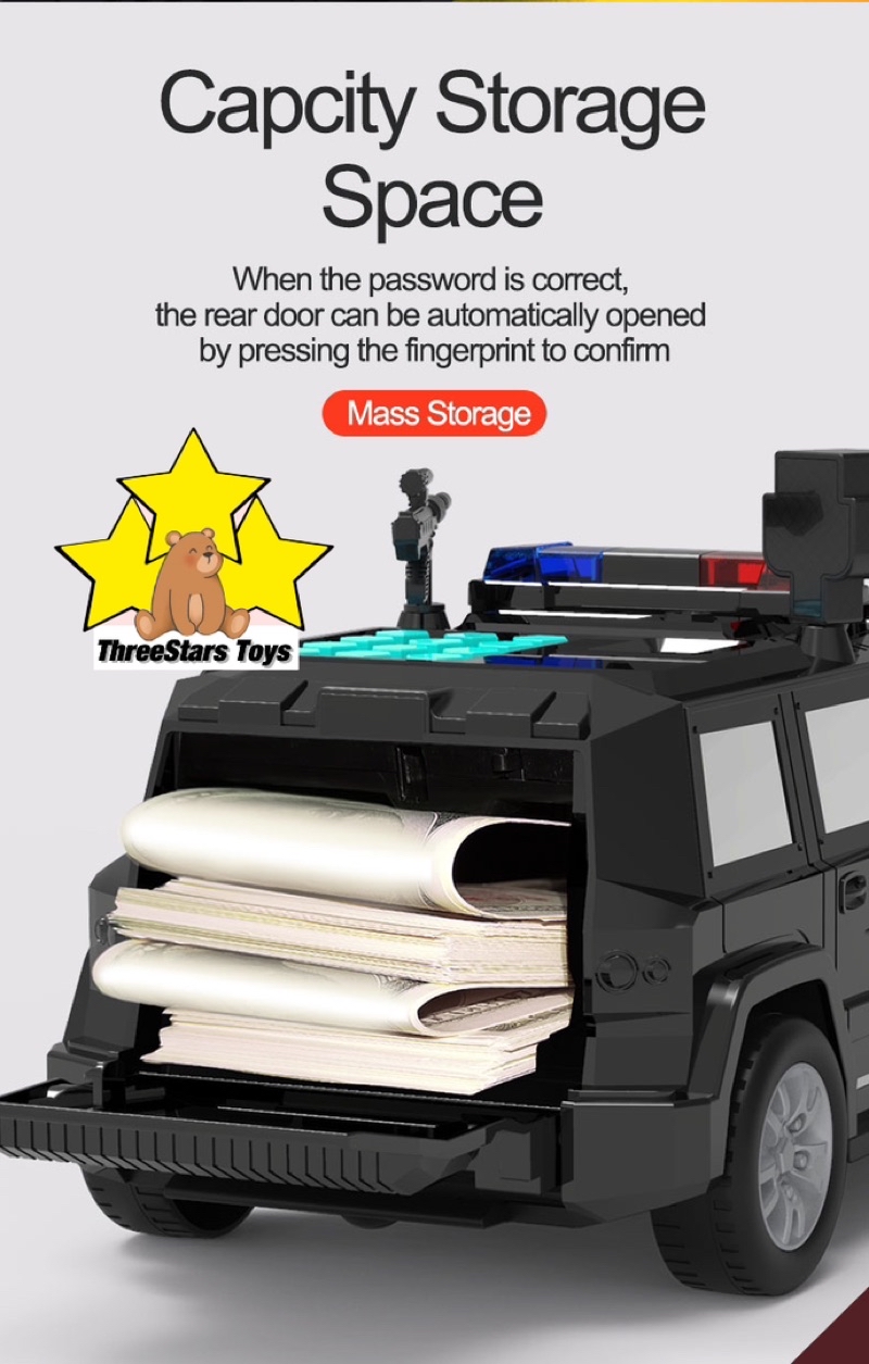 Police Car ATM Money Saving Box Tabung ATM Machine Password,Fingerprint ...