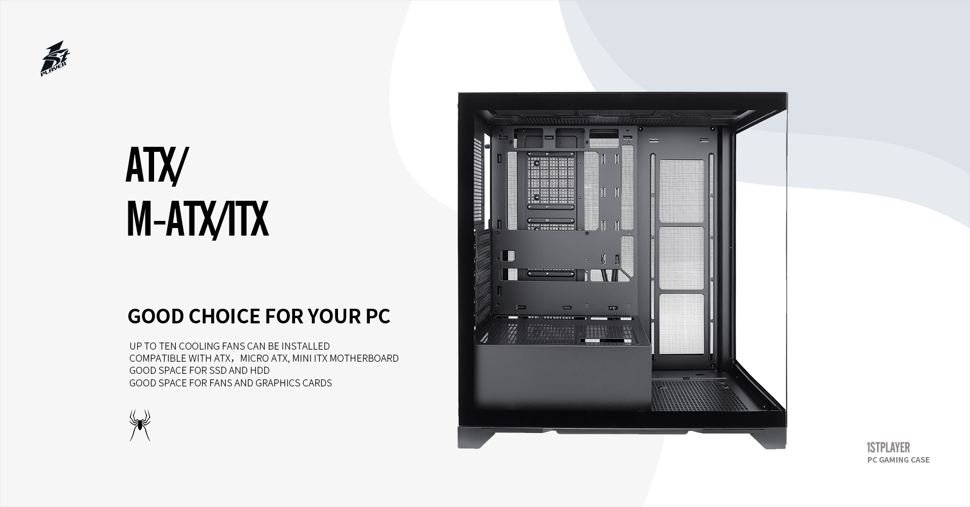 1st Player MIKU Mi8 Black | Standard ATX Side Tempered Glass PC Gaming ...