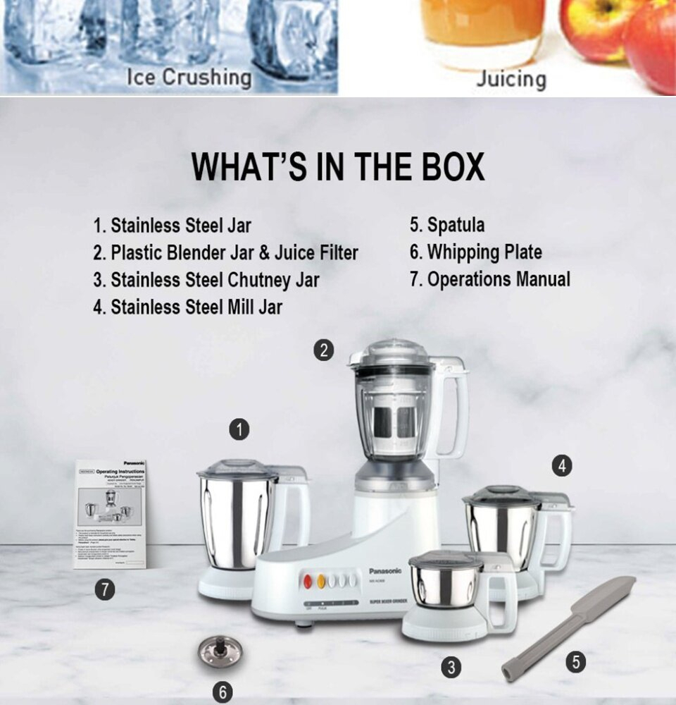 Panasonic MX-AC400 Mixer Grinder 4 Jars (1000W) MX-AC400TSK Fruit ...