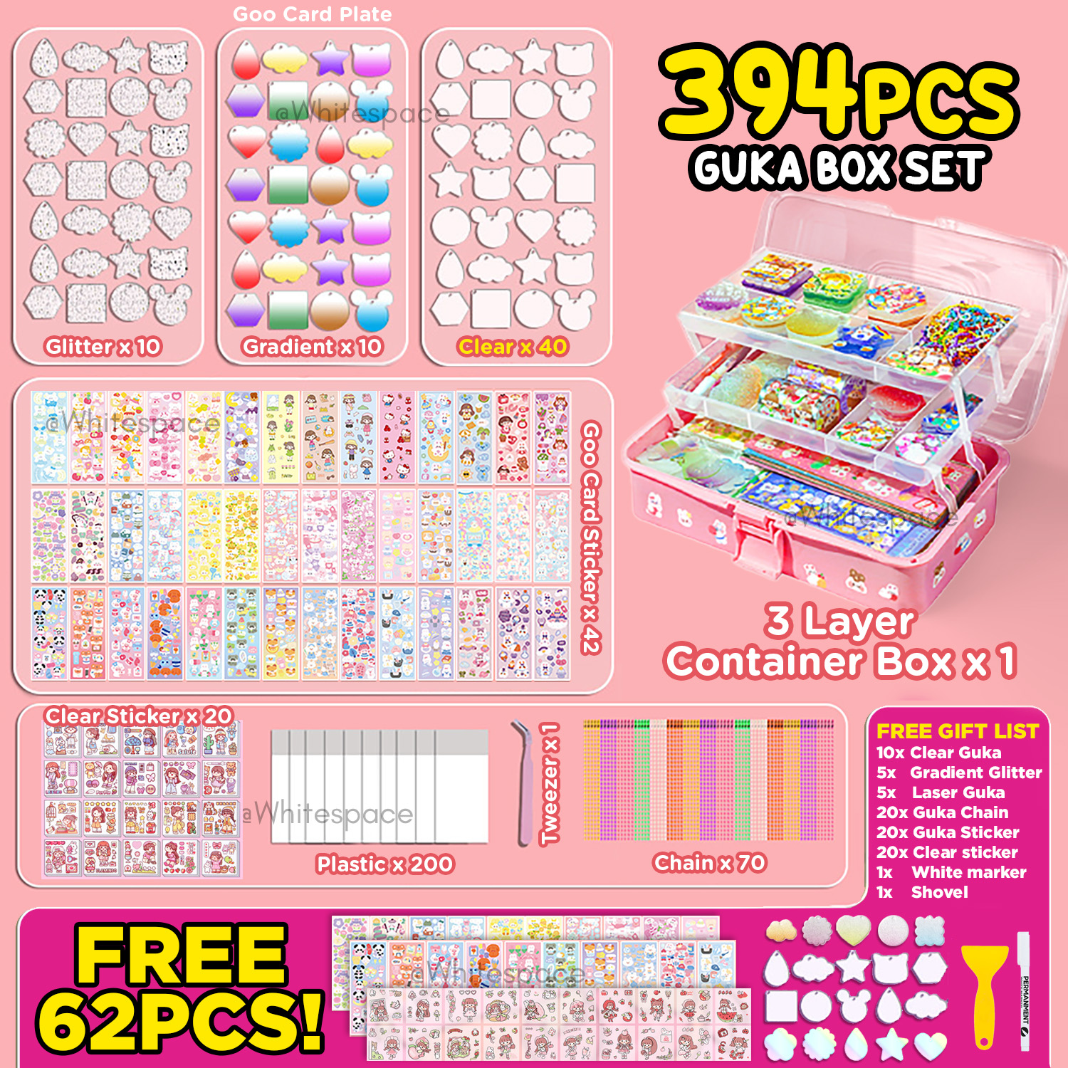 Whitespace Luxury Goo Card Cream Set with 3 Layer Box Guka Set Diy ...