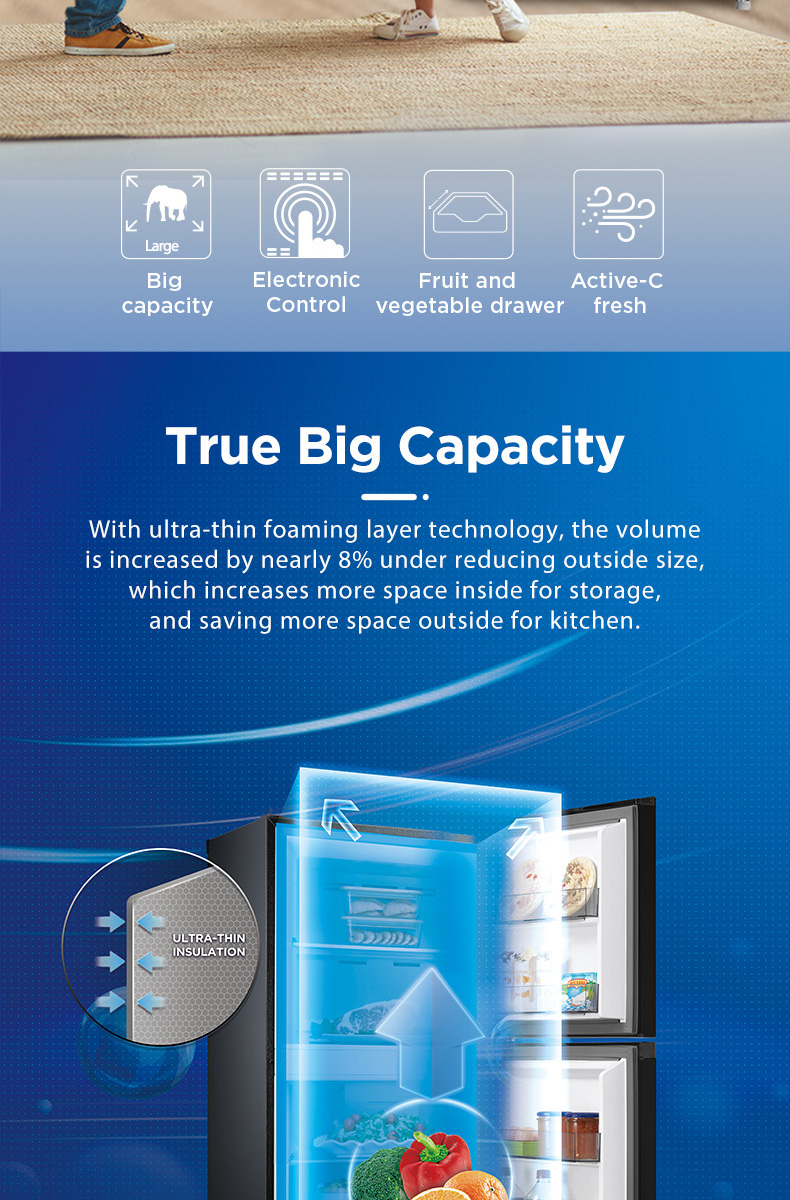 Midea MDRT306MTB30 Gross 240L 2 Doors Refrigerator / Fridge / Peti ...