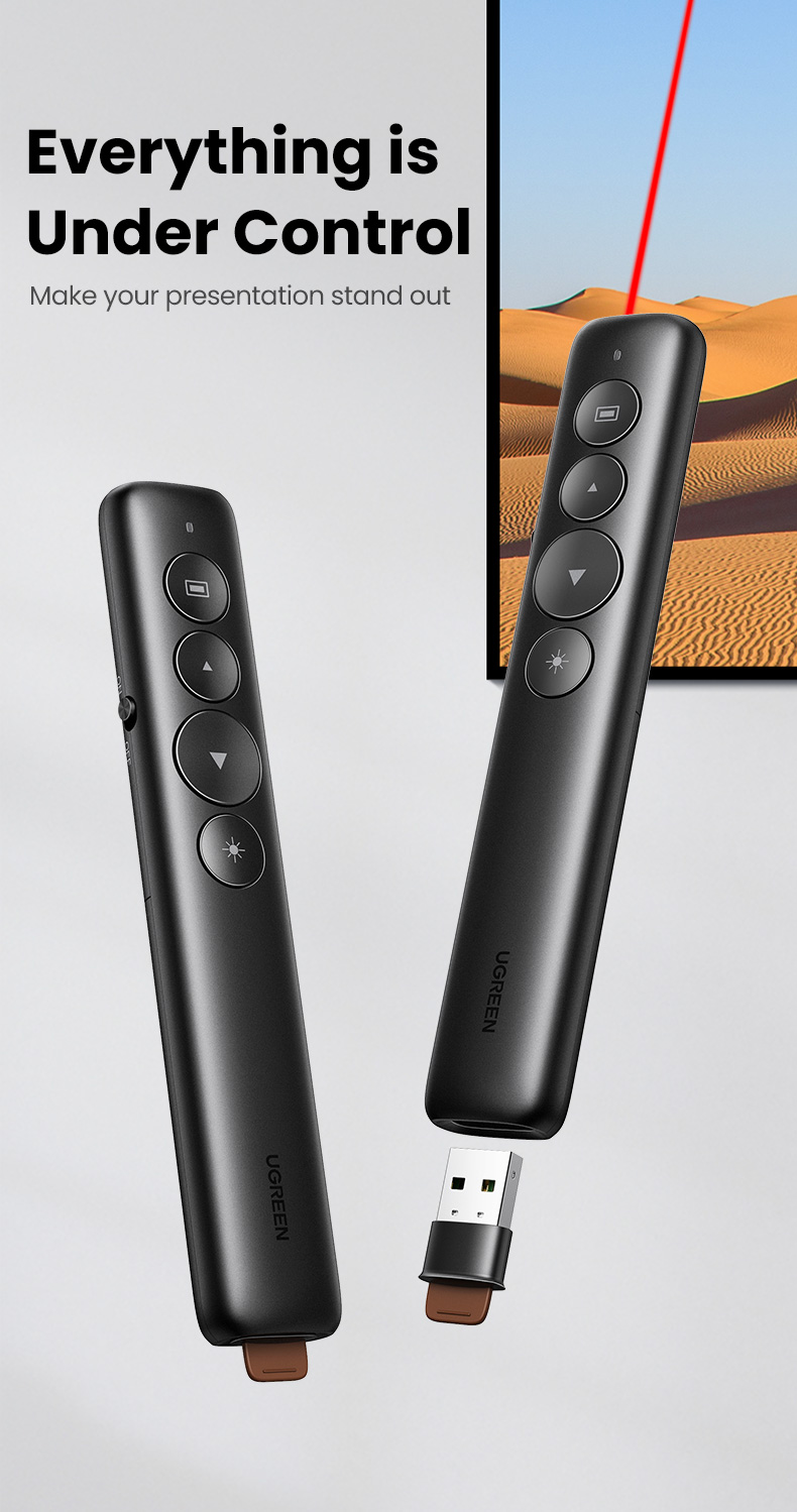 UGREEN Wireless Presenter Presentation Remote Clicker Laser Pointer 2 ...