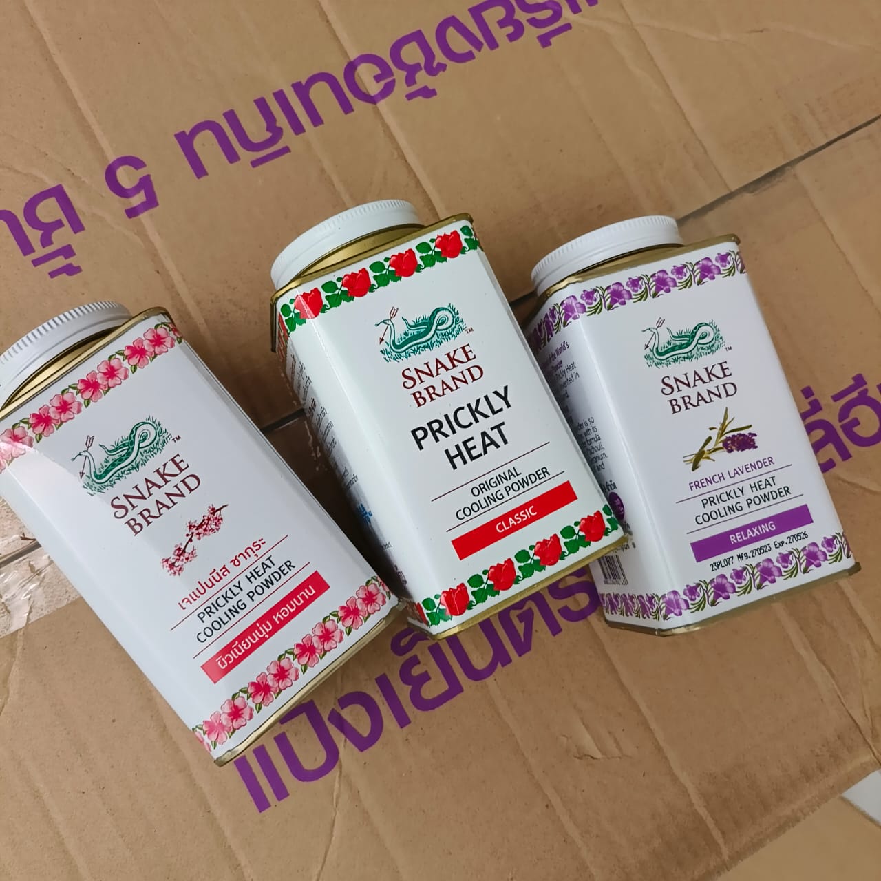 Snake Brand Classic Lavender Prickly Heat Cooling Powder 140g 泰国蛇标爽身粉 ...