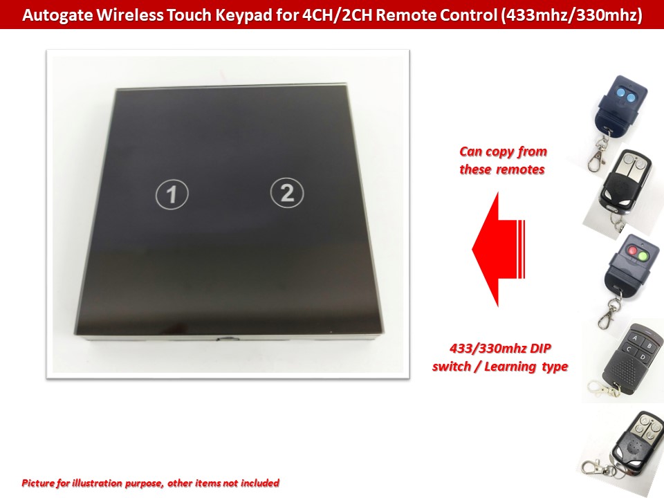 Autogate Wireless Keypad (Learning Type) for 4 Channel / 2 Channel ...
