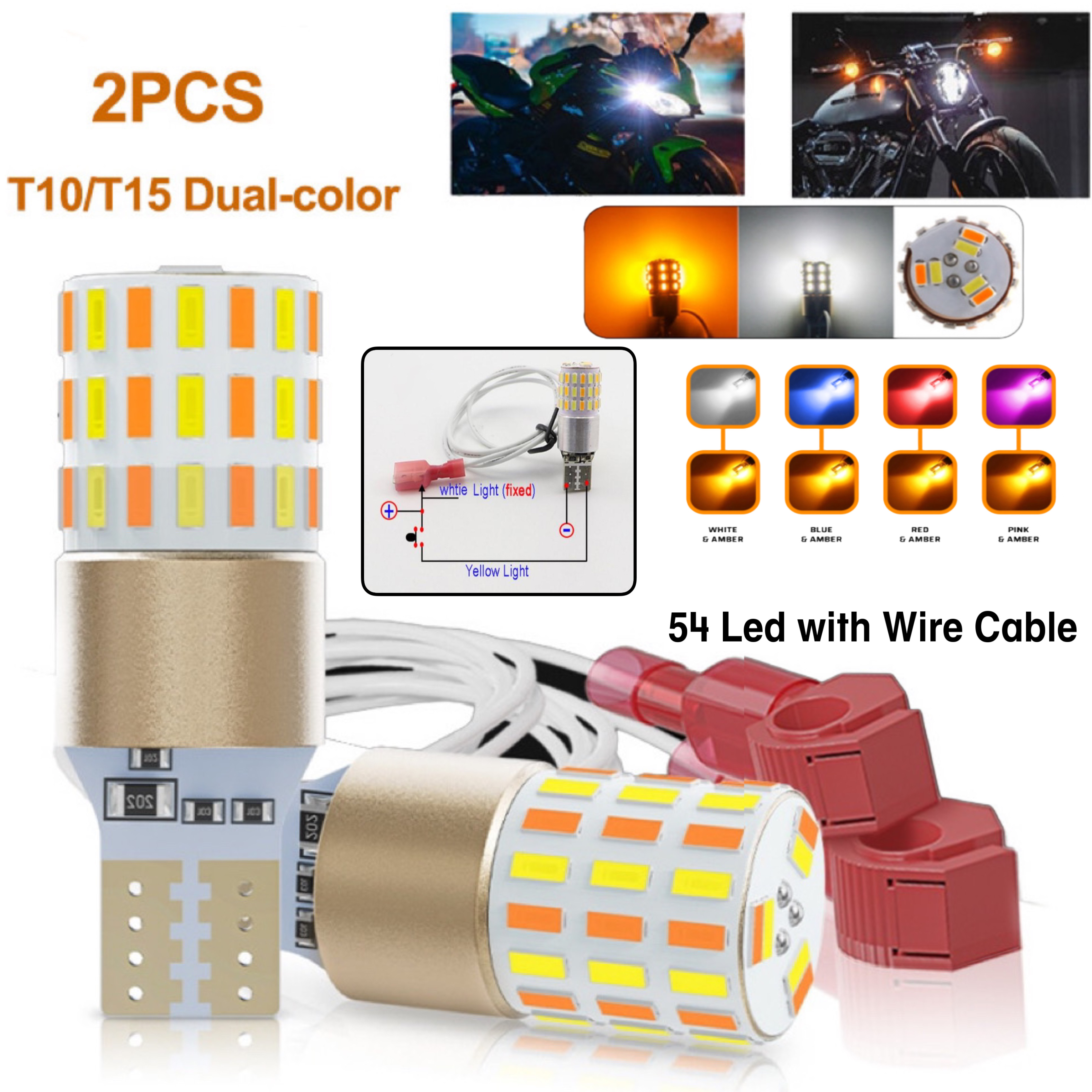 ((2PCS) T10 / T15 Dual Contact Motorcycle Signal Light Car Parking ...