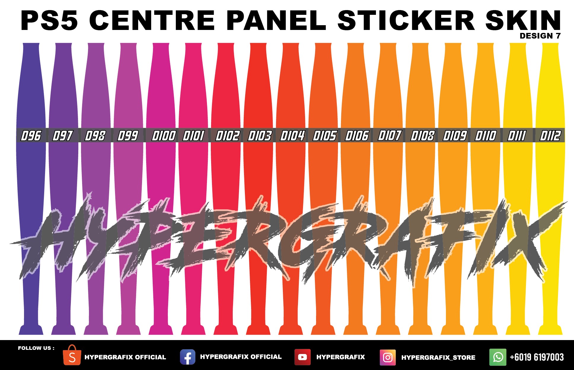 PS5 FAT CENTRE PANEL STICKER SKIN (DESIGN 7) + FREE GIFT UNDERLAY LOGO ...