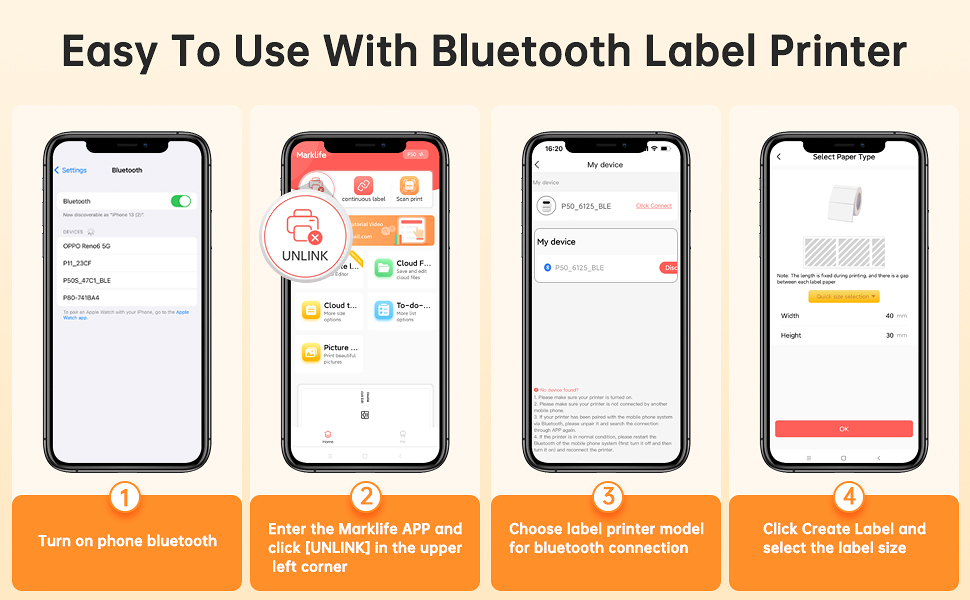 P50 Bluetooth Label Printer Name Sticker Maker Inkless Mesin Stiker ...