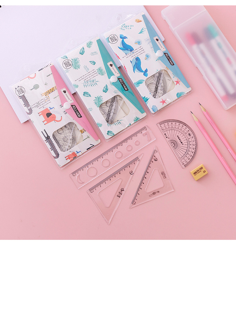 Stationery📐 XiMi-0030 Ruler Set Mathematical Instruments Geometry ...