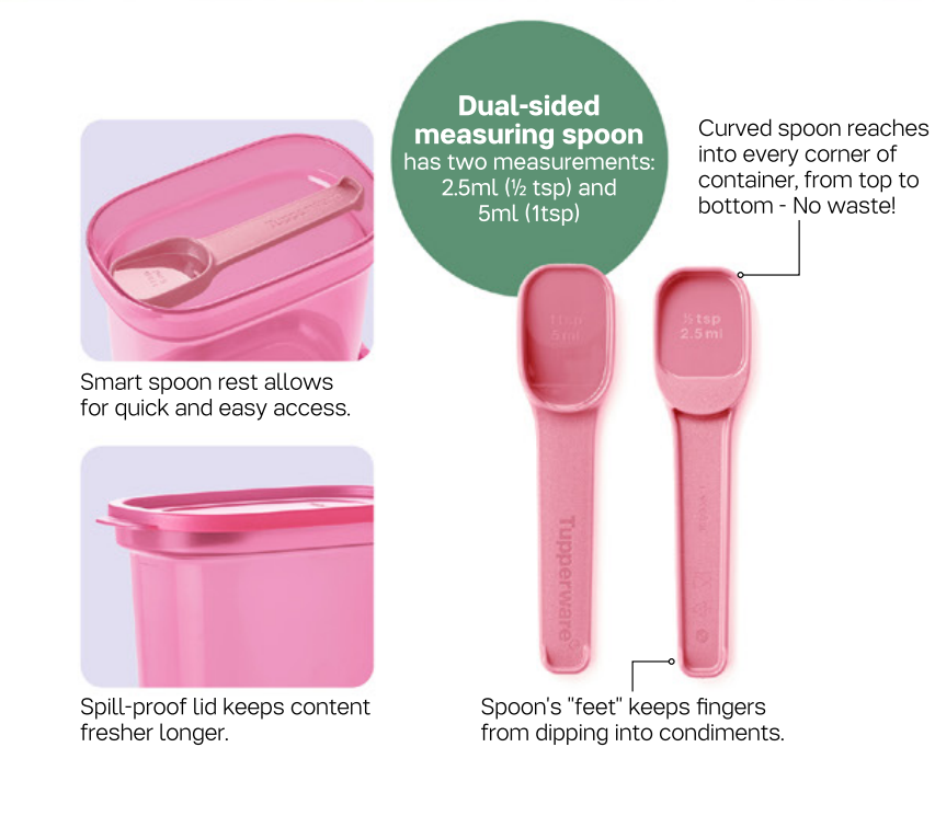 Tupperware Ezy Store 840ml With Spoon (Salt Spice Container) shelf saver / Tupperware Umami ...