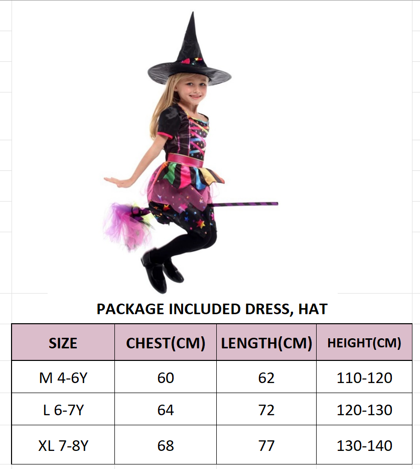 Cutie Pretty Halloween Witch Costume Set Moonlight Magic Witch Kids ...