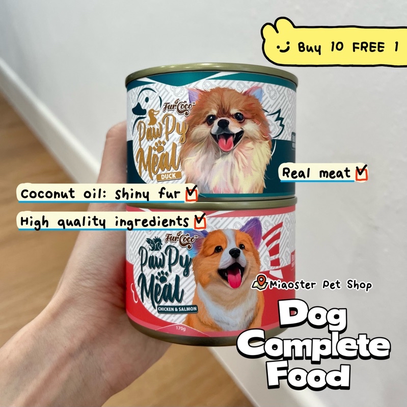 【Buy10FREE1：狗狗主食罐】FURCOCO Pawpy Meal Dog Complete Food (170g) Poodle Pomeranian All Breed Dog ...